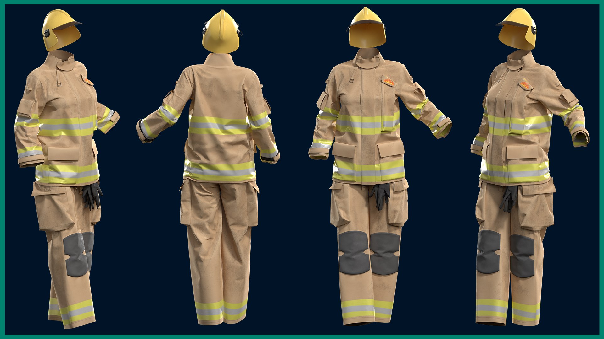 3D Female Firefighter Uniform With Texture - TurboSquid 2328923