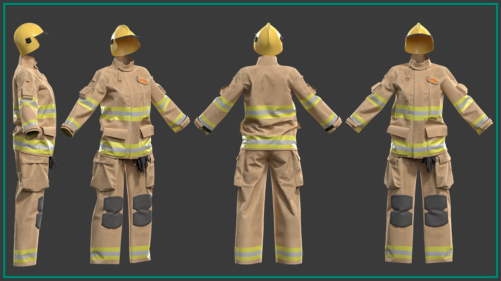 3D Female Firefighter Uniform With Texture - TurboSquid 2328923