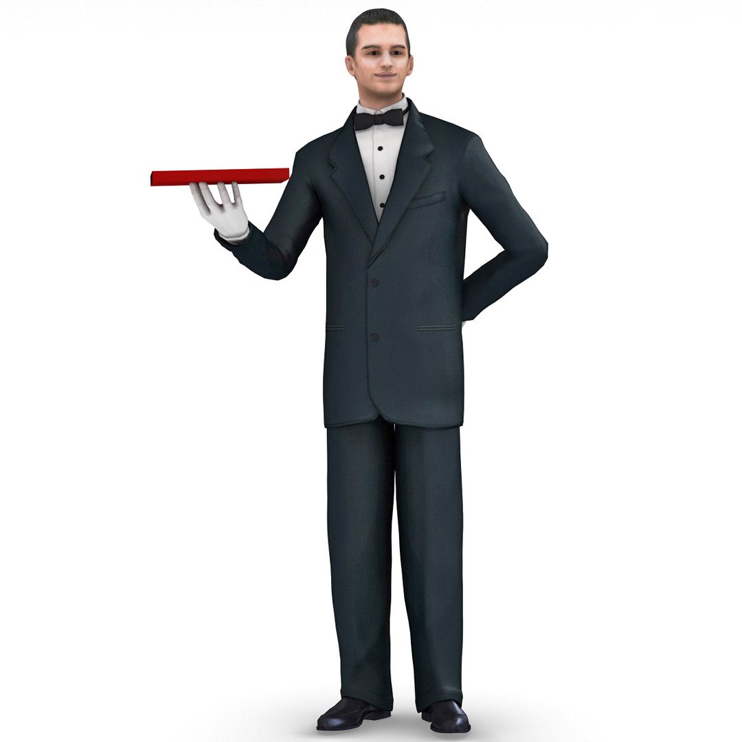 3d waiter 3 man model