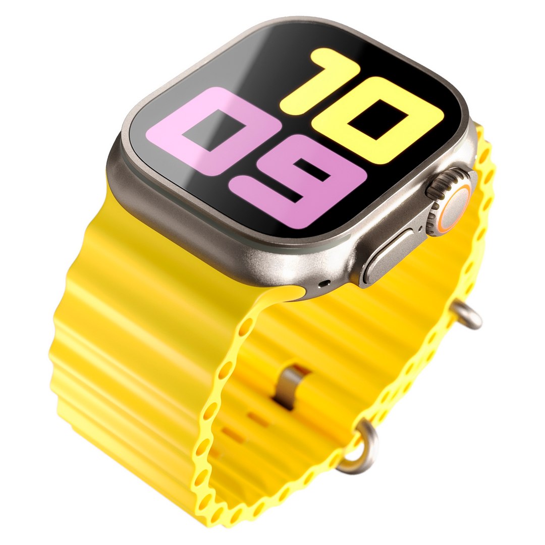 3D Apple Watch Ultra Yellow Ocean Band Model - TurboSquid 2053809