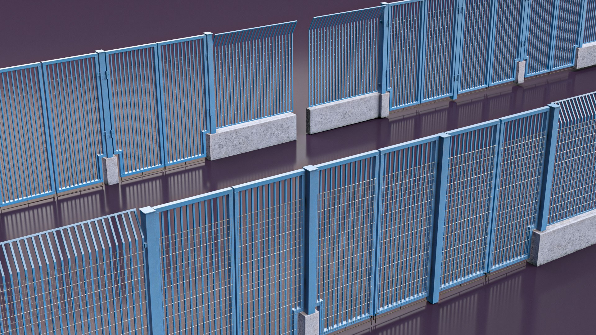 Industrial Gates With Fence Segment 3D Model - TurboSquid 2328183