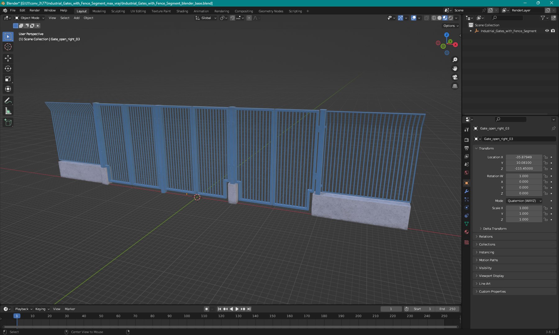 Industrial Gates With Fence Segment 3D Model - TurboSquid 2328183