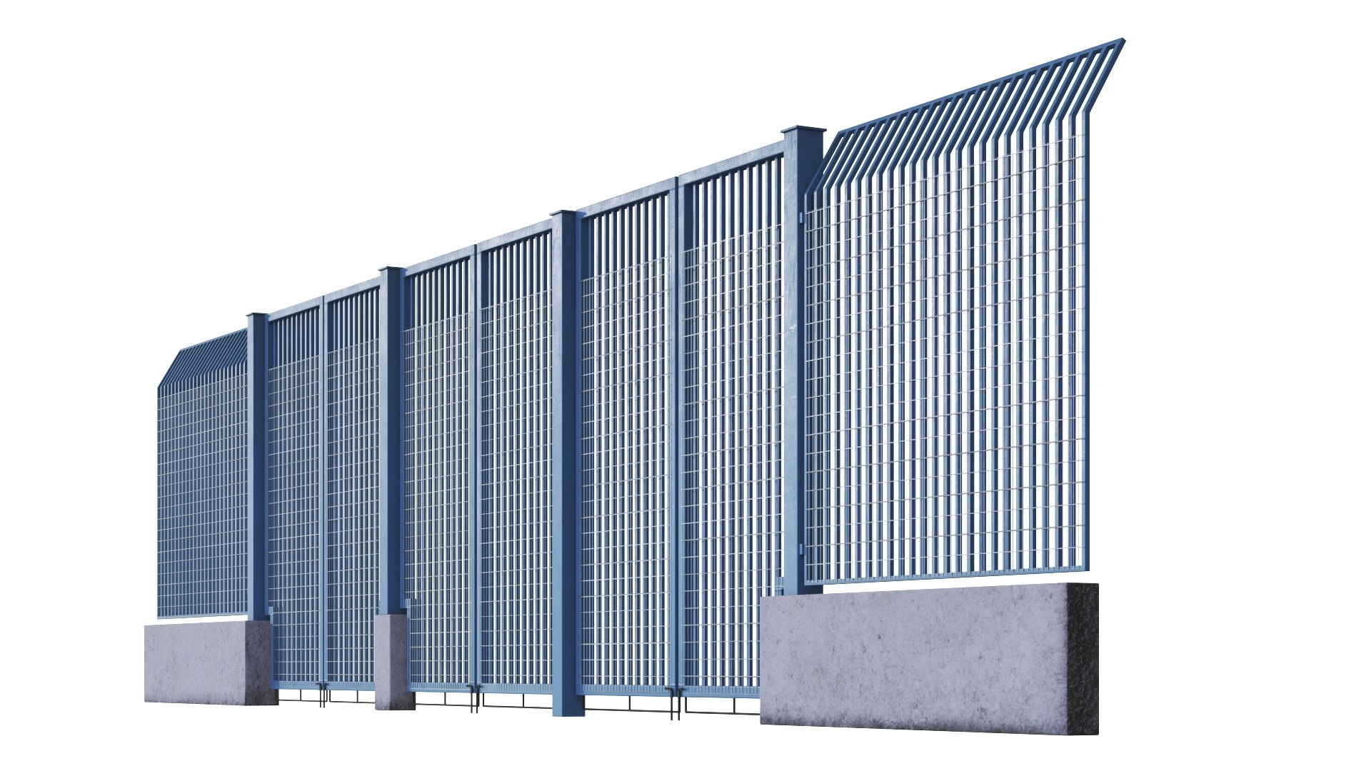 Industrial Gates With Fence Segment 3D Model - TurboSquid 2328183