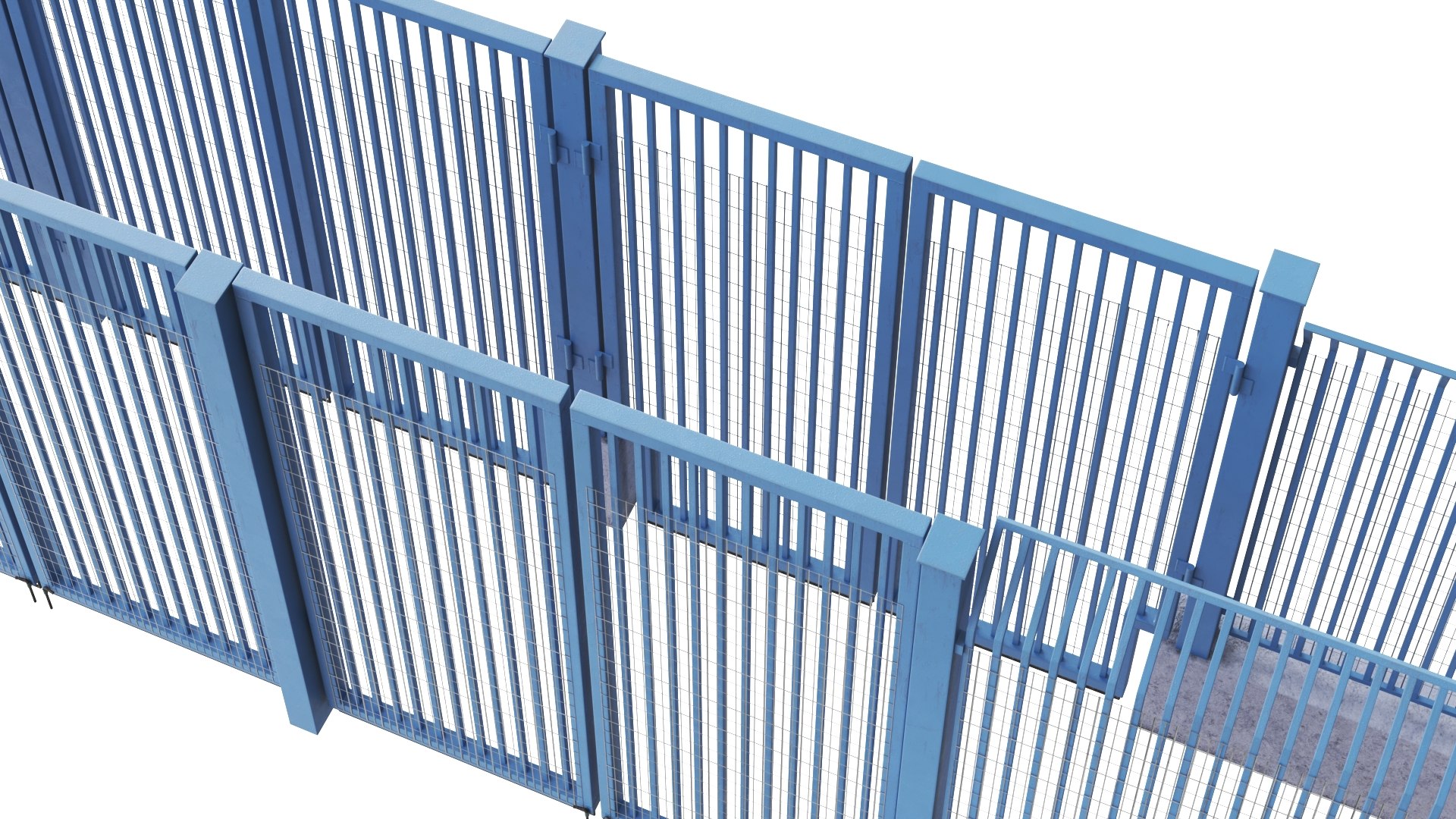 Industrial Gates With Fence Segment 3D Model - TurboSquid 2328183