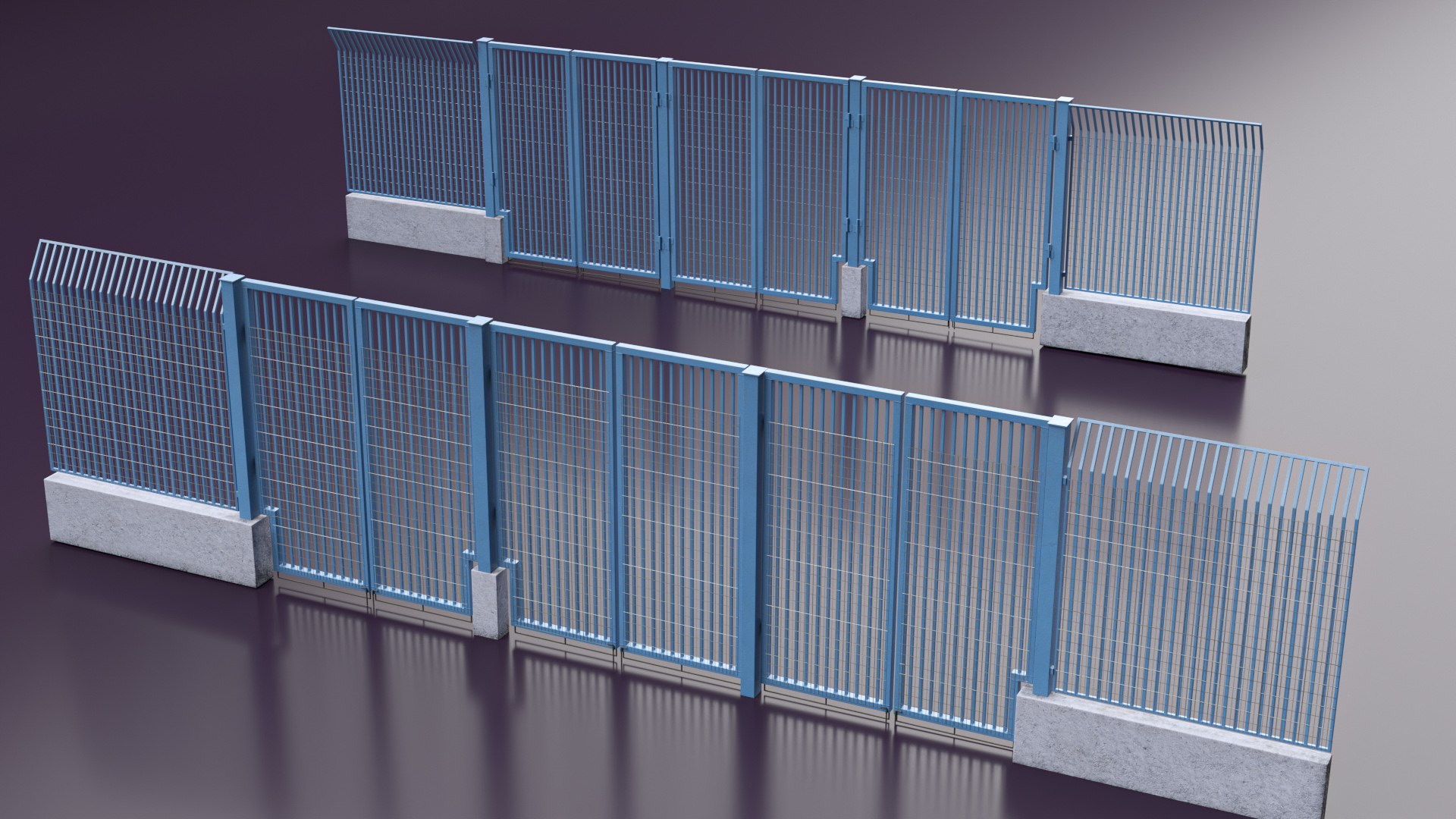 Industrial Gates With Fence Segment 3D Model - TurboSquid 2328183