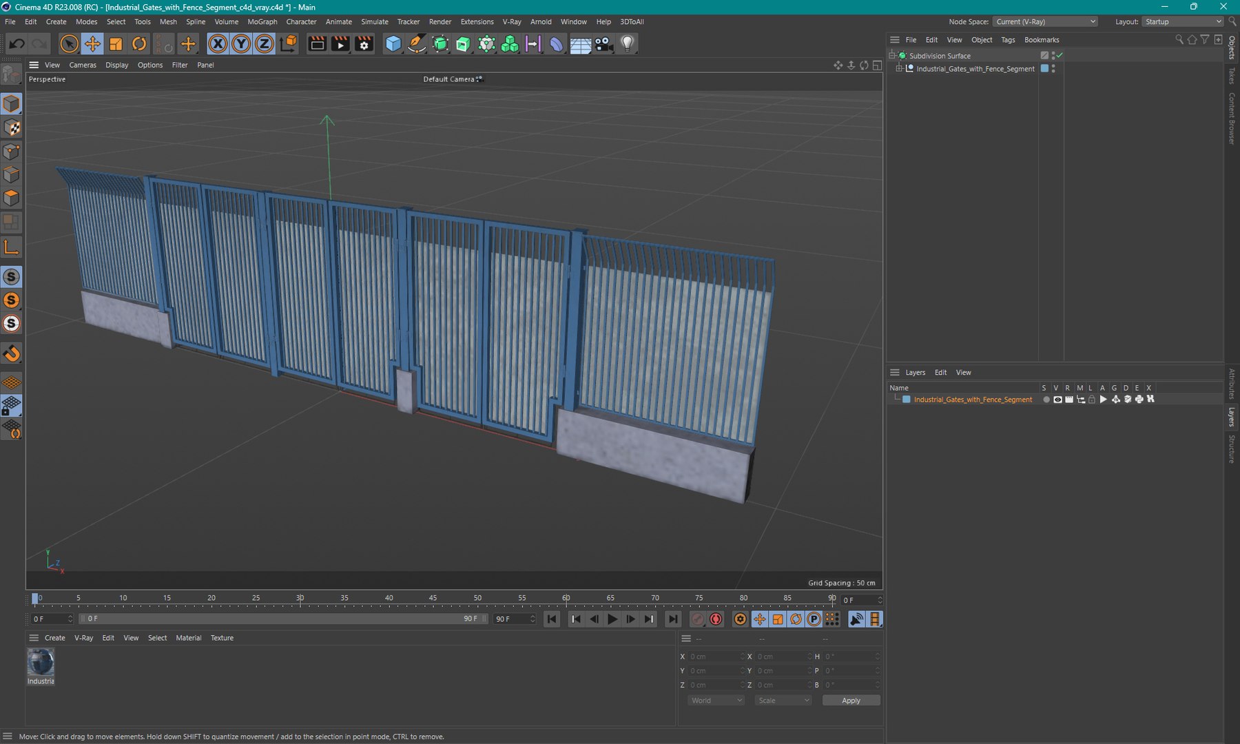 Industrial Gates With Fence Segment 3D Model - TurboSquid 2328183