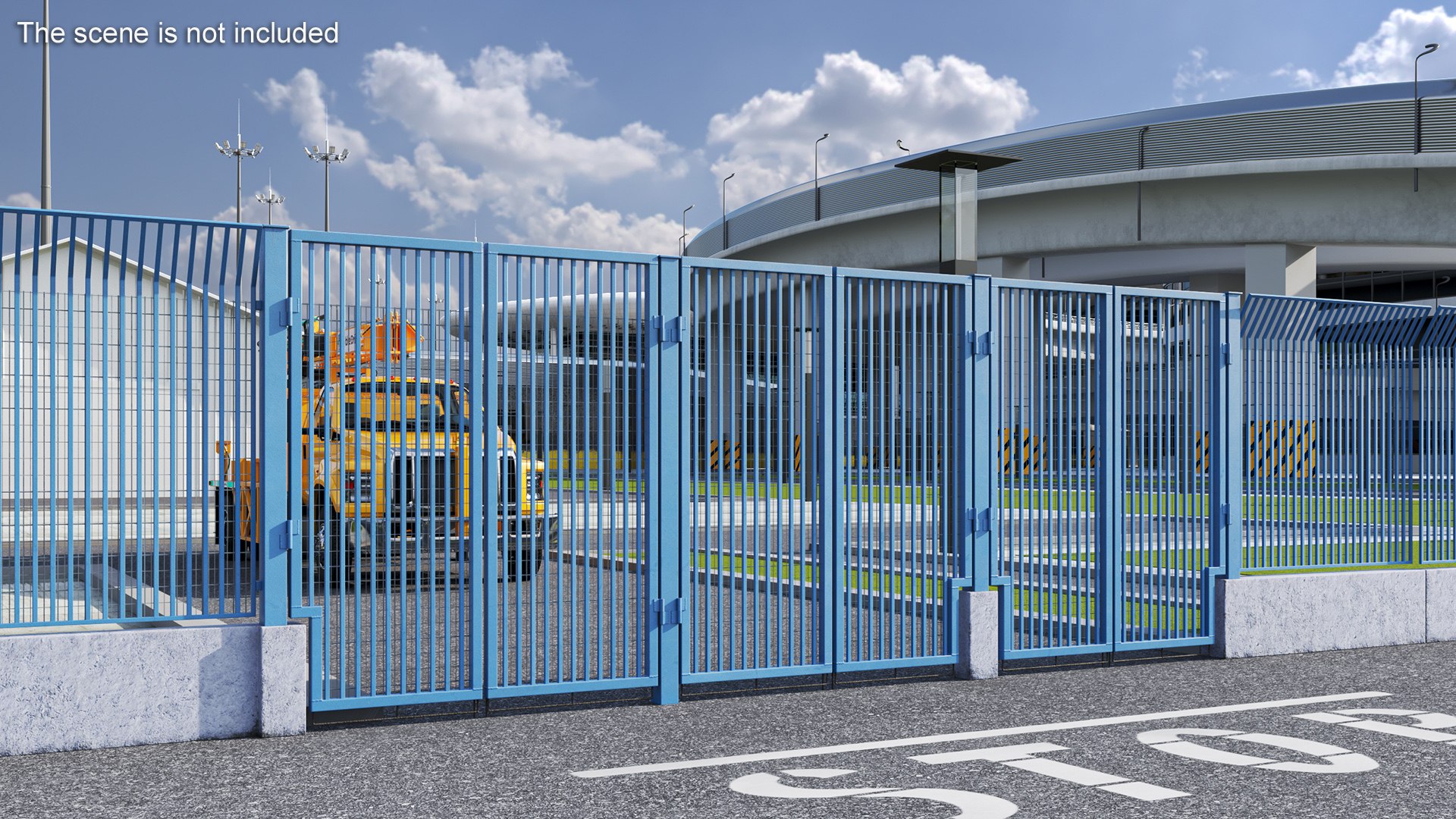 Industrial Gates With Fence Segment 3D Model - TurboSquid 2328183