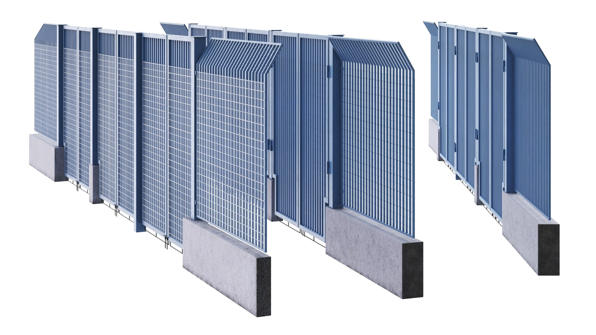 Industrial Gates With Fence Segment 3D Model - TurboSquid 2328183