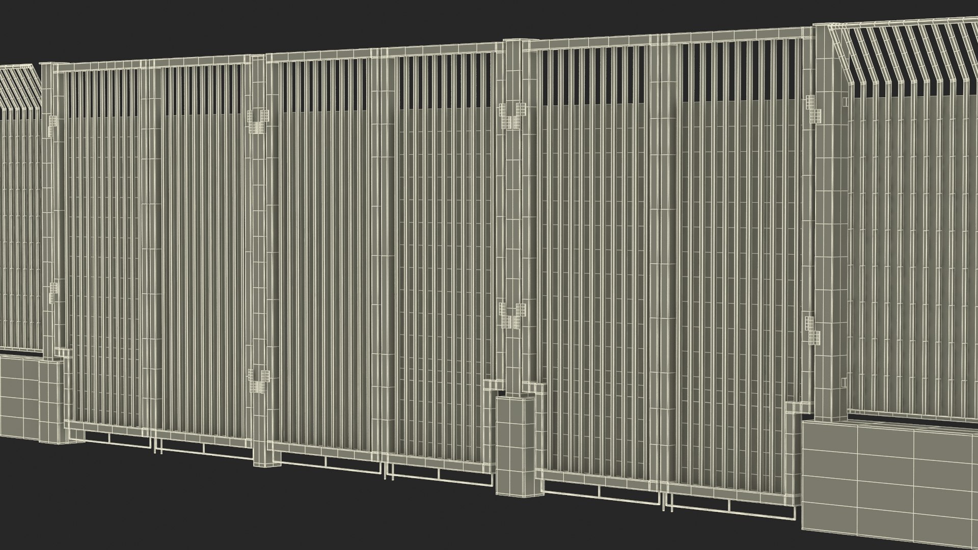Industrial Gates With Fence Segment 3D Model - TurboSquid 2328183