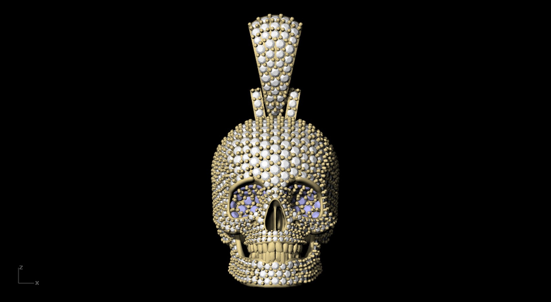 3D Skull Head Hiphop Fully Diamond Pendant - TurboSquid 1716803