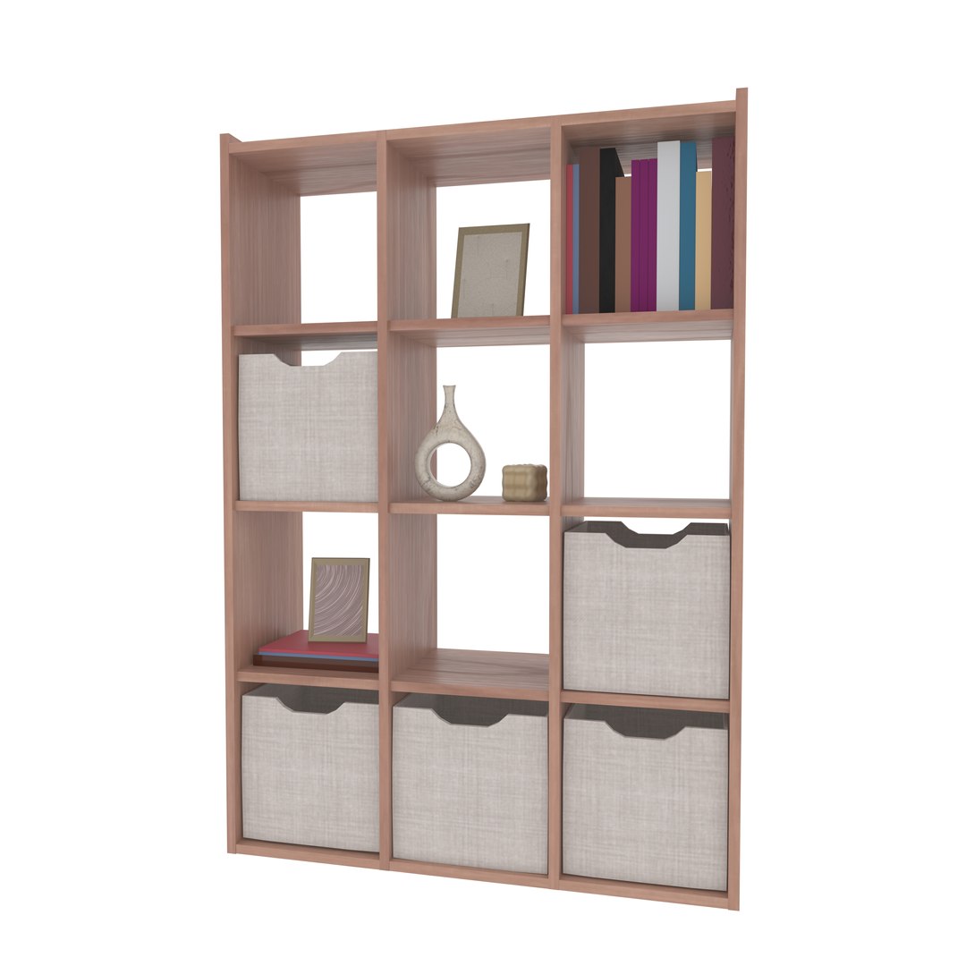 3D Bookshelf with Drawers and Decorations model - TurboSquid 2095692