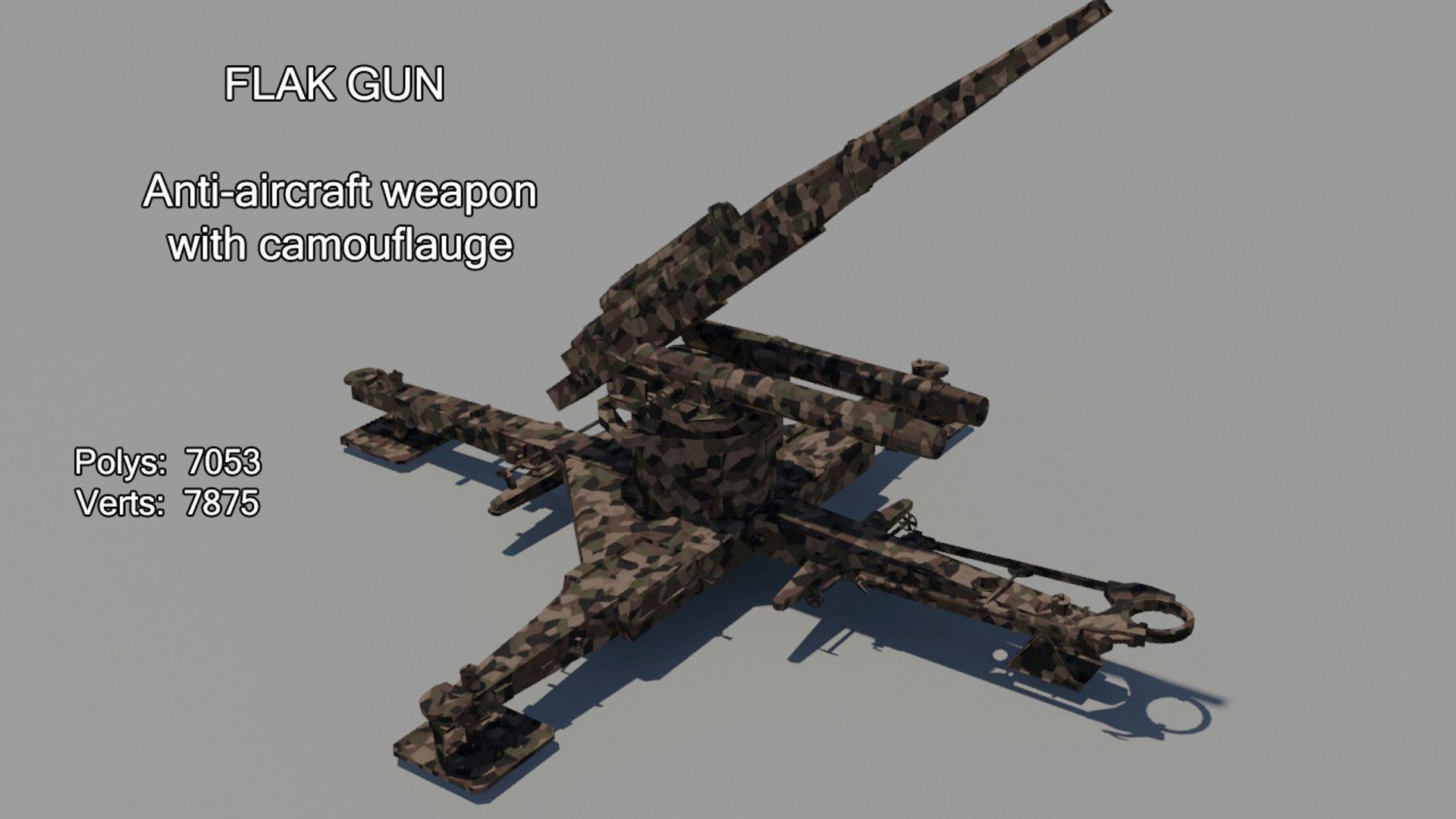 3d model flak gun military camouflage