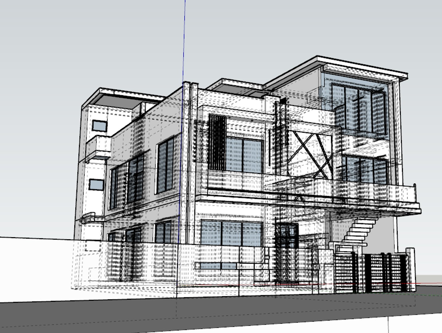 3D Sleek And Contemporary Modern Front Elevation Design - 3D SketchUp ...