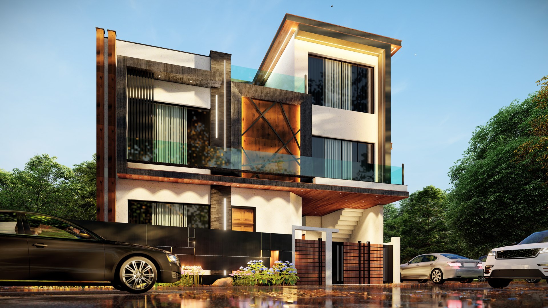 3D Sleek And Contemporary Modern Front Elevation Design - 3D SketchUp Model Model - TurboSquid ...