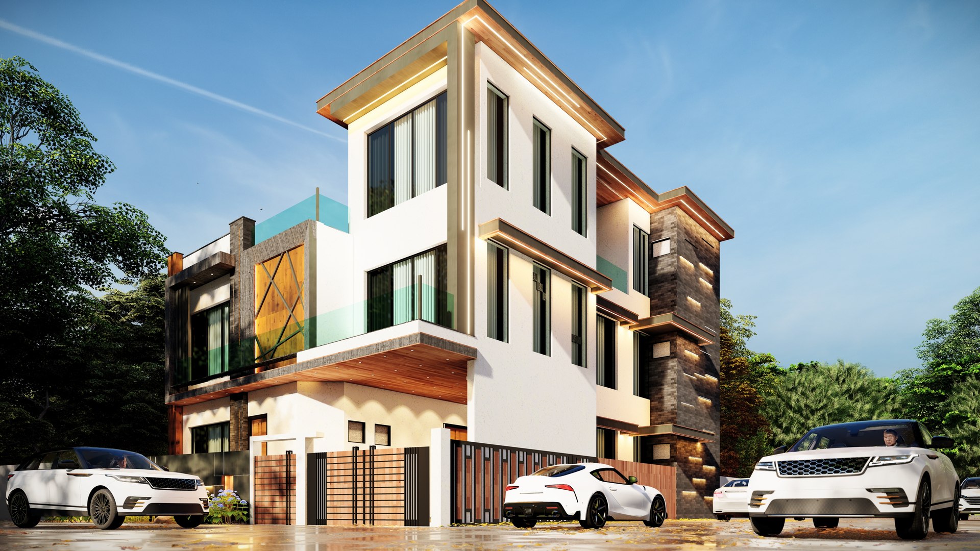 3D Sleek And Contemporary Modern Front Elevation Design - 3D SketchUp ...