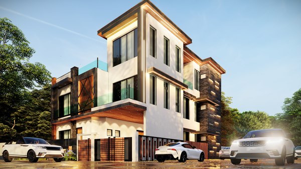 Sleek and Contemporary Modern Front Elevation Design - 3D SketchUp ...