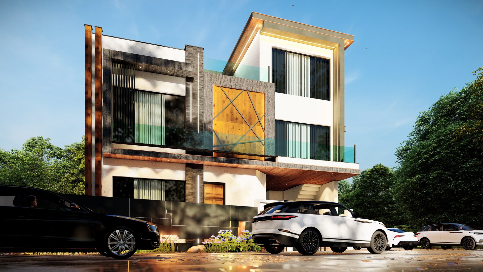 3D Sleek And Contemporary Modern Front Elevation Design - 3D SketchUp Model Model - TurboSquid ...