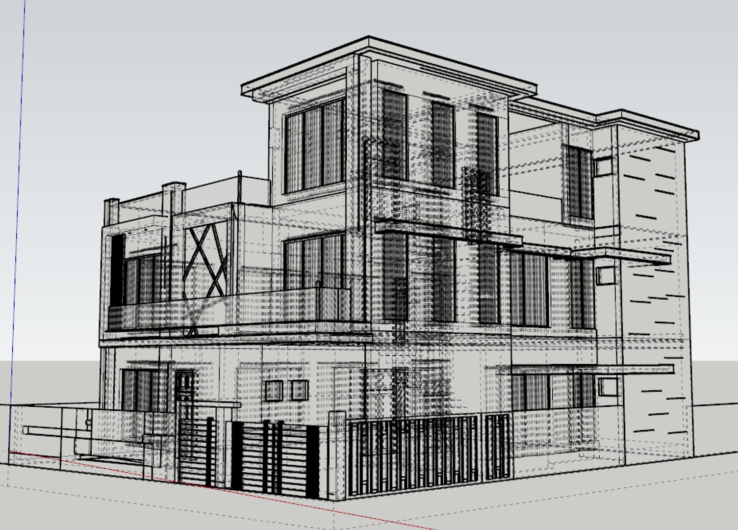 3D Sleek And Contemporary Modern Front Elevation Design - 3D SketchUp ...