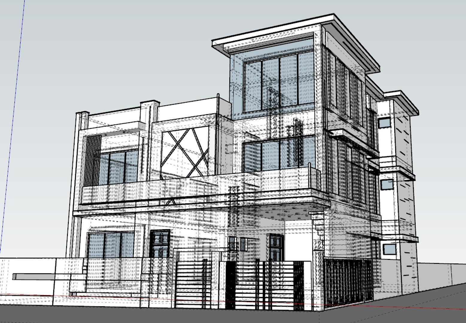 3D Sleek And Contemporary Modern Front Elevation Design - 3D SketchUp ...