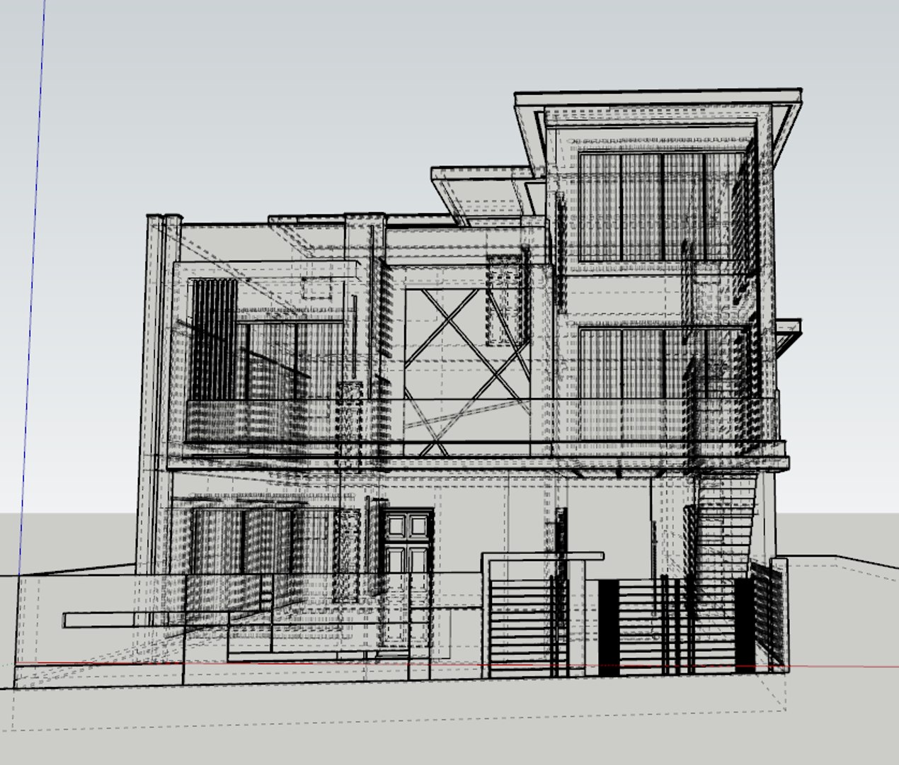 3D Sleek And Contemporary Modern Front Elevation Design - 3D SketchUp ...
