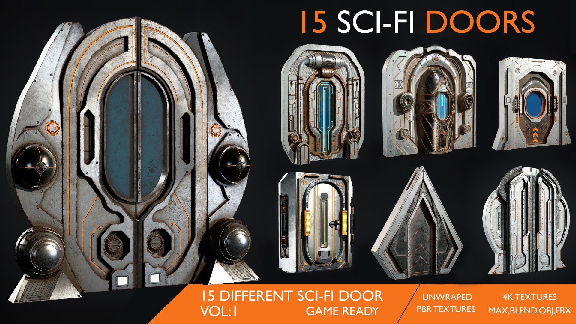 15 Scifi Doors Game Ready 3D Model - TurboSquid 2082715