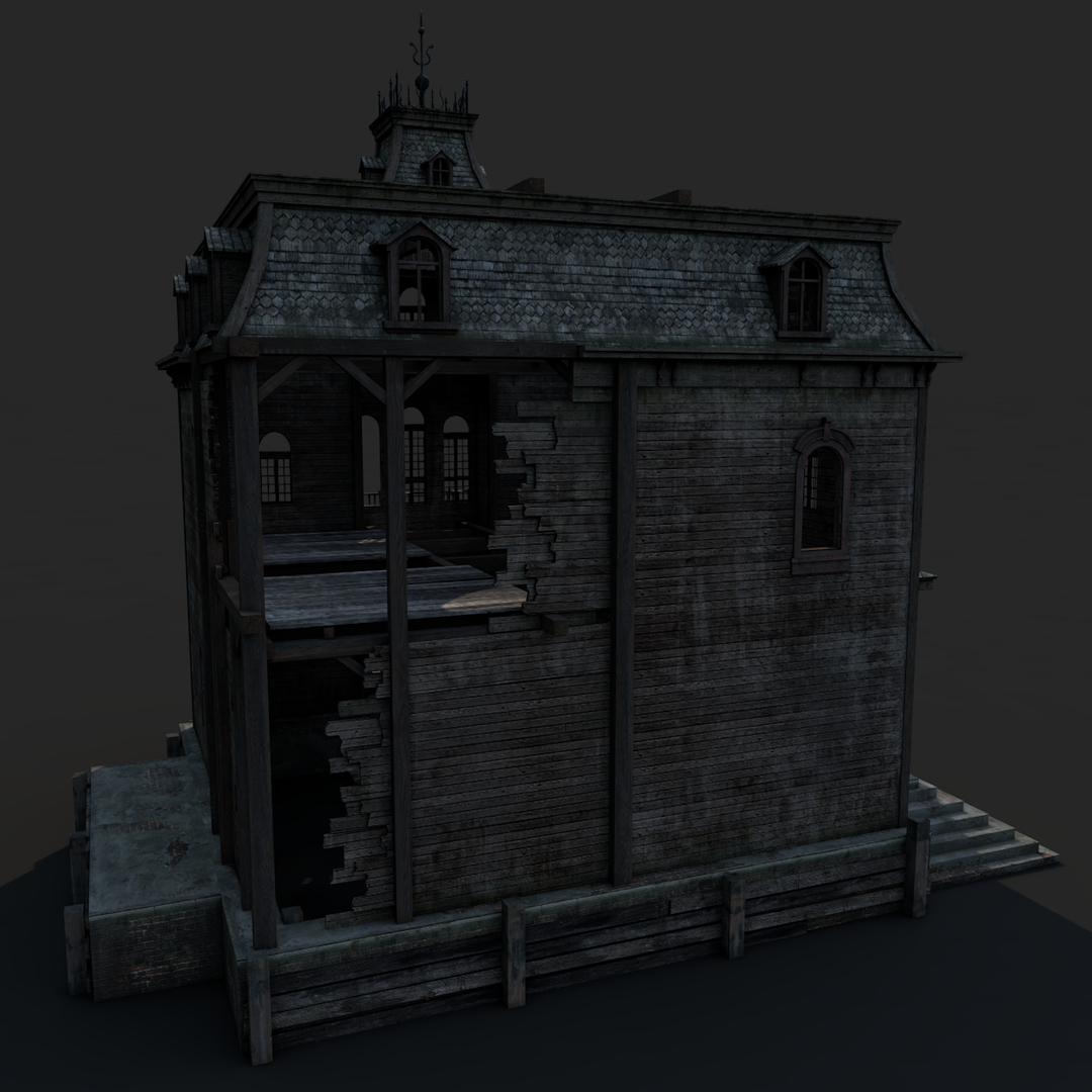 3d old abandoned house interior model