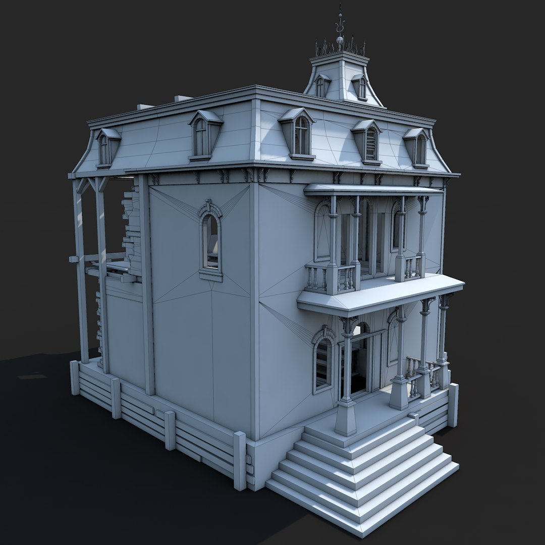 3d old abandoned house interior model