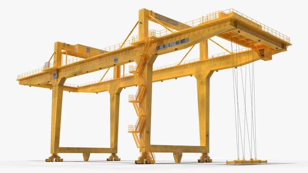 modelo 3d Grúa pórtico montada sobre rieles preparada para Maya ...