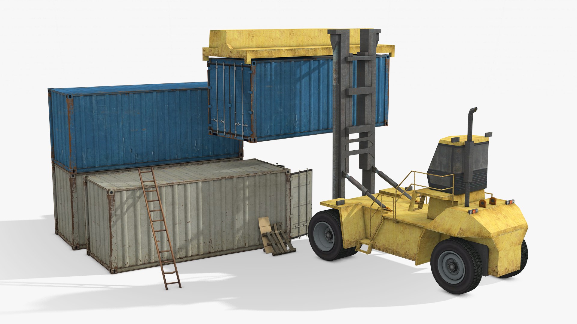 3D Scene Reach Stacker Cargo Containers - TurboSquid 1531762