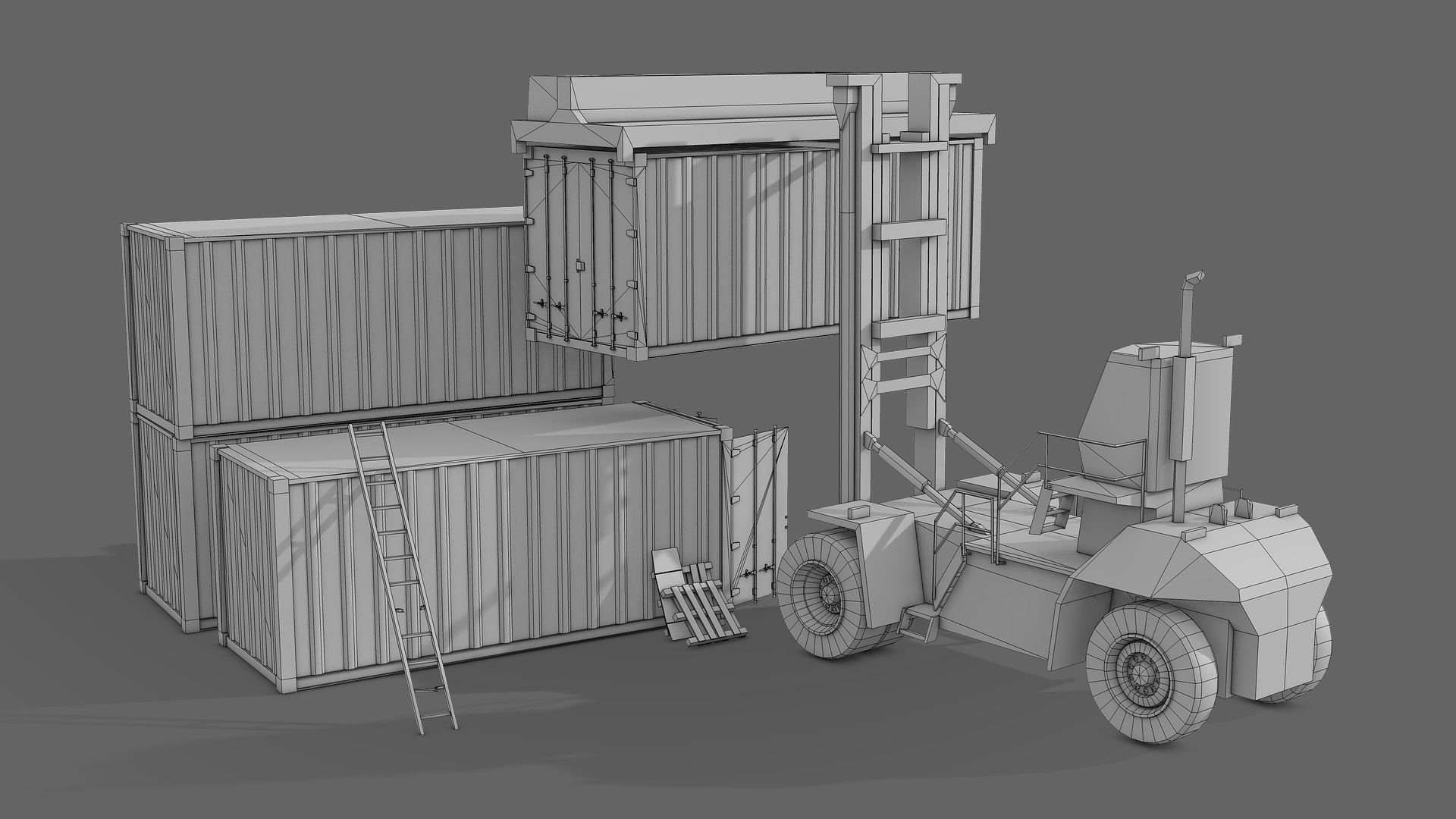 3D Scene Reach Stacker Cargo Containers - TurboSquid 1531762