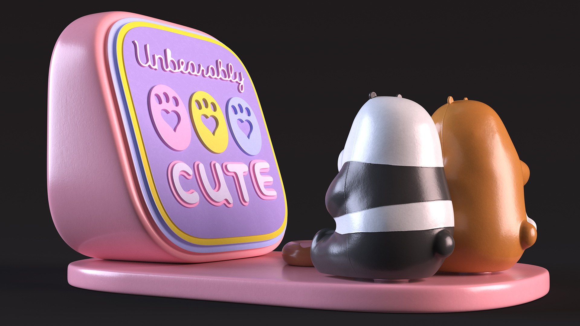 Phone Holder We Bare Bears Unbearably Cute Model - TurboSquid 2054451