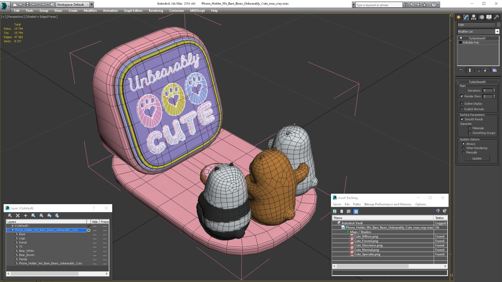 Phone Holder We Bare Bears Unbearably Cute Model - TurboSquid 2054451