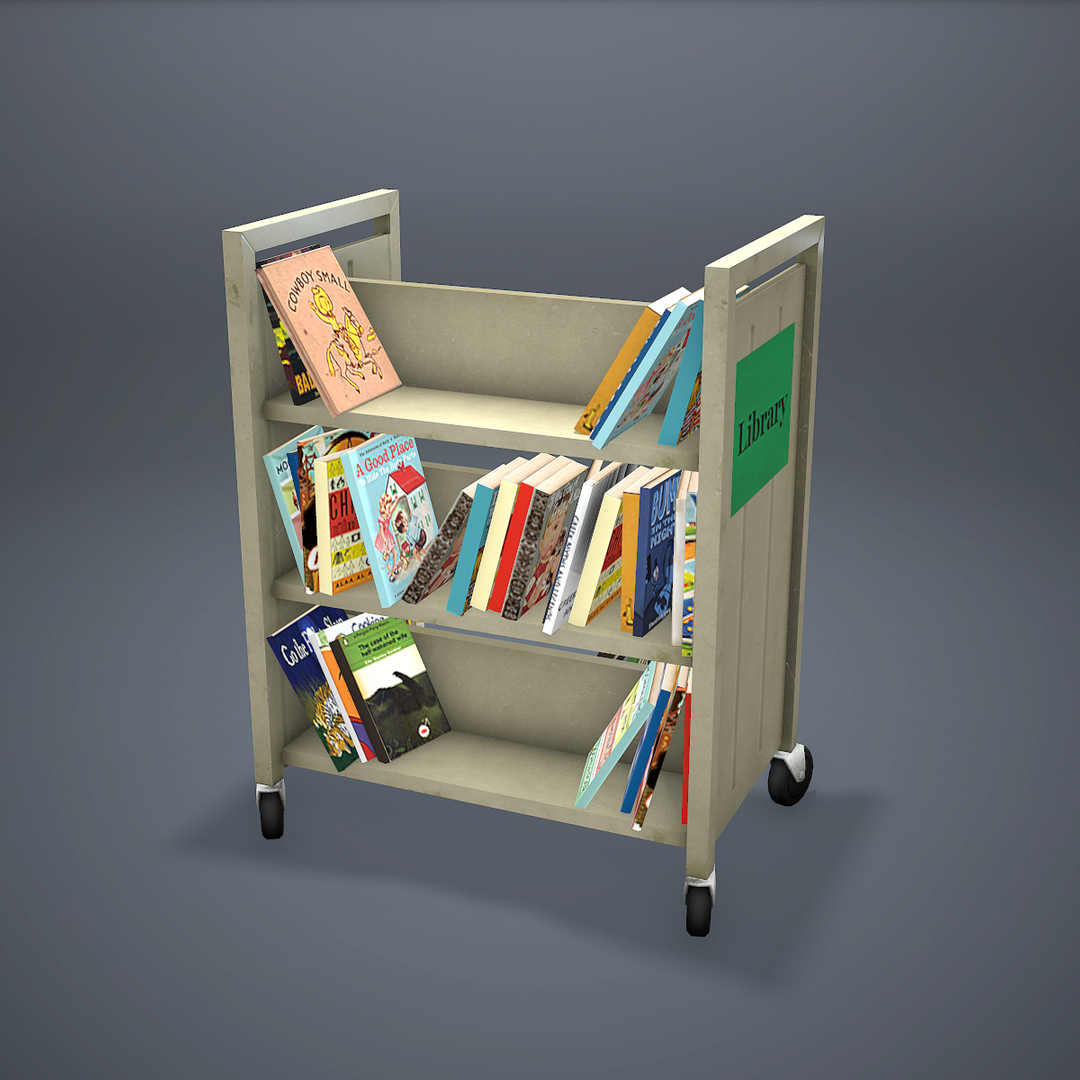 Library Book Cart 3d Model