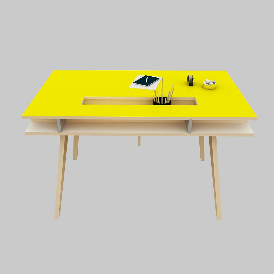 Set Study Table 3d Model