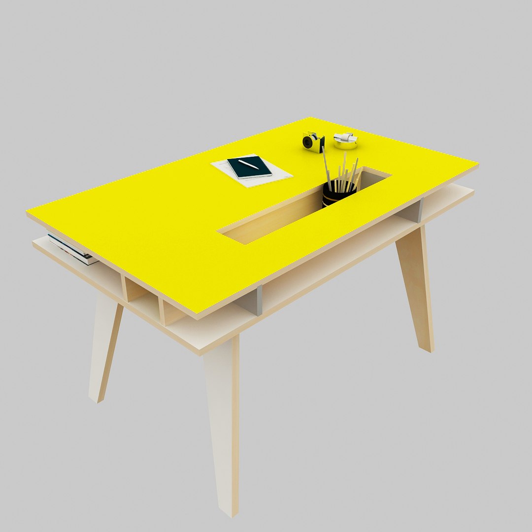 Set Study Table 3d Model