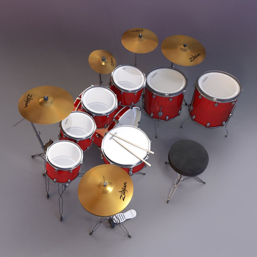 3d Drum Set Drumset Model