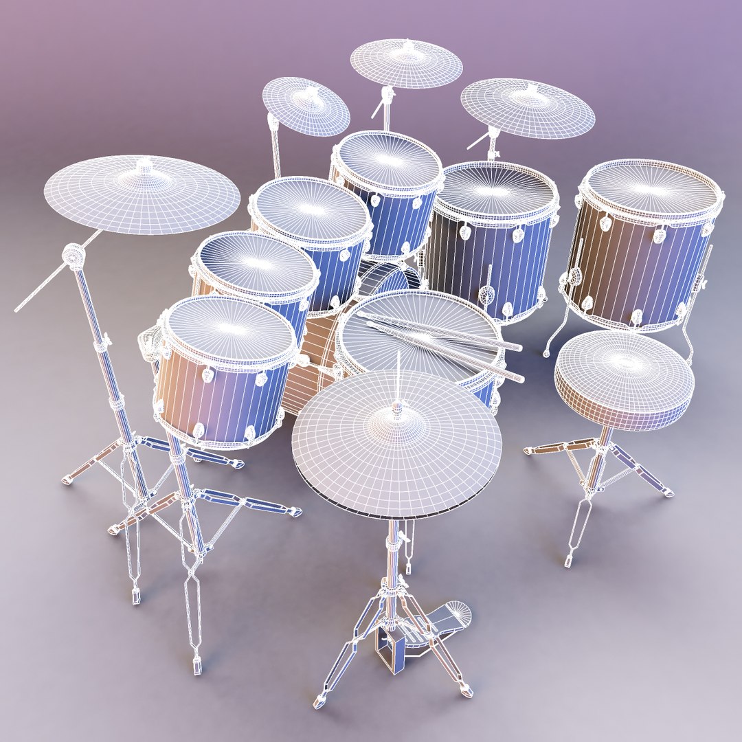 3d Drum Set Drumset Model