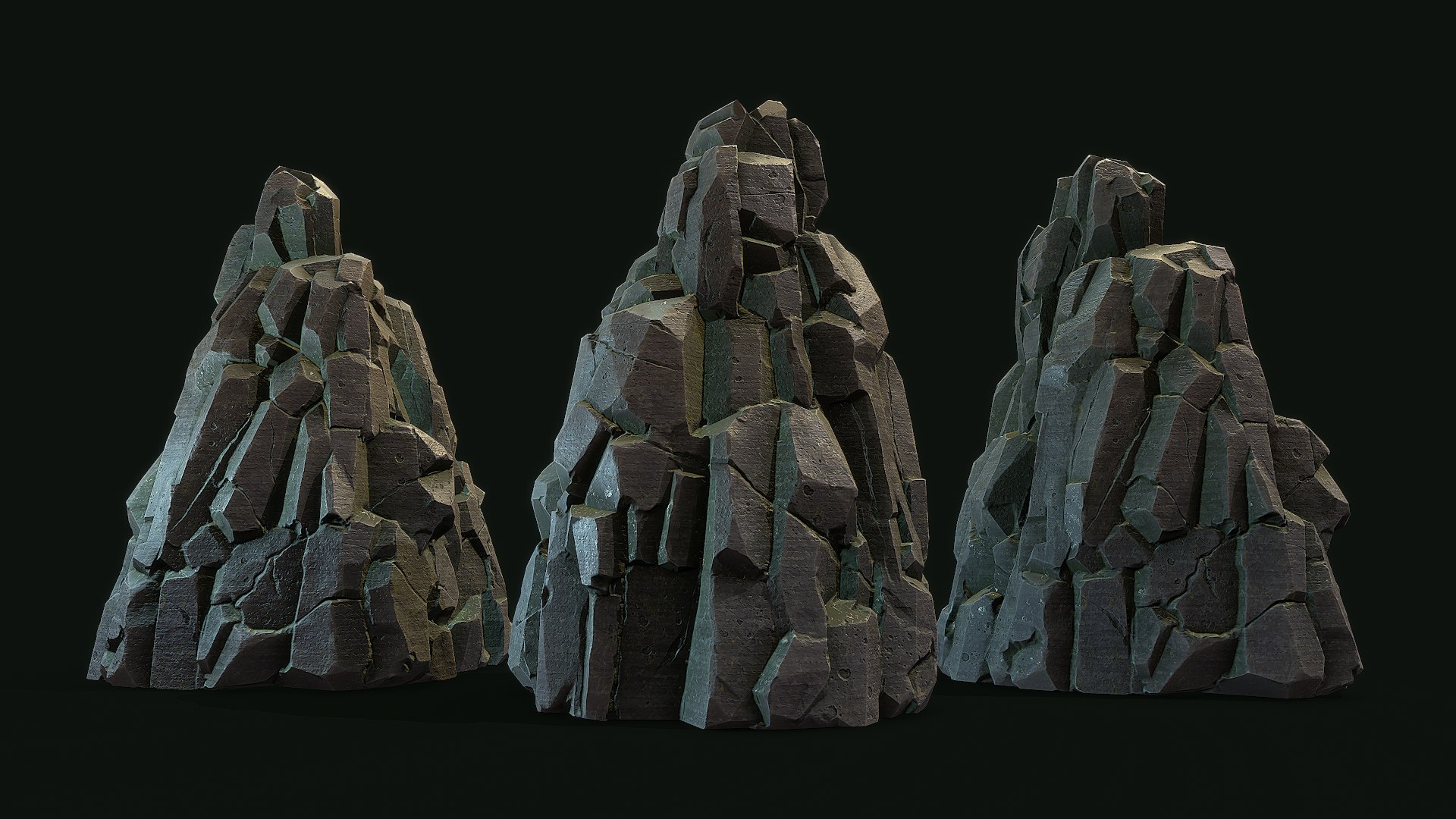 Stylized Gray Stone Moss 4 3D Model - TurboSquid 2135116