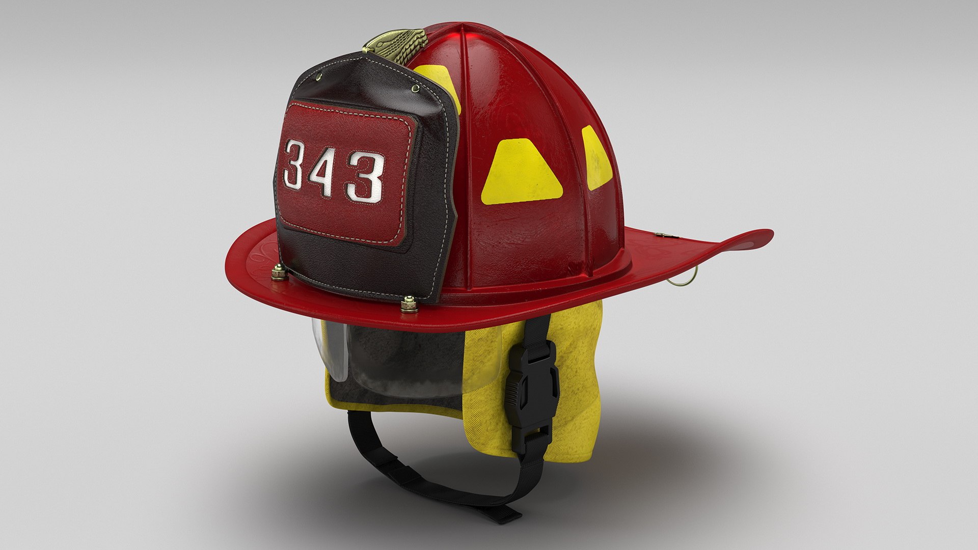 3D Traditional Firefighter Helmet With Neck Protector Model ...