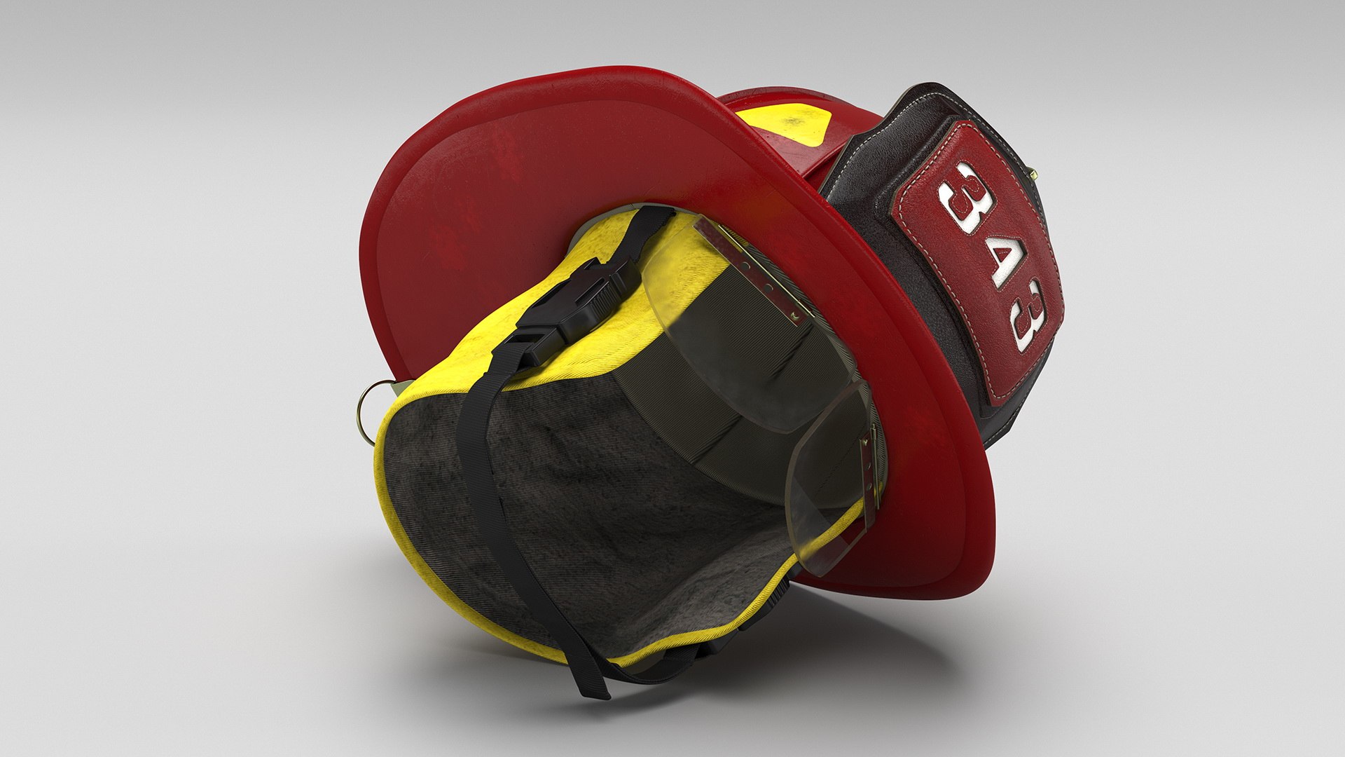 3D Traditional Firefighter Helmet With Neck Protector Model ...