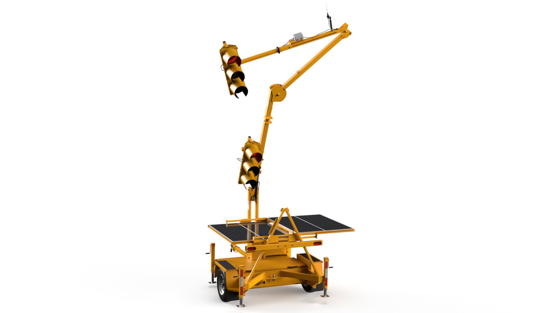 3D Temporary Road Signal Control Trailer Yellow Rigged Model ...