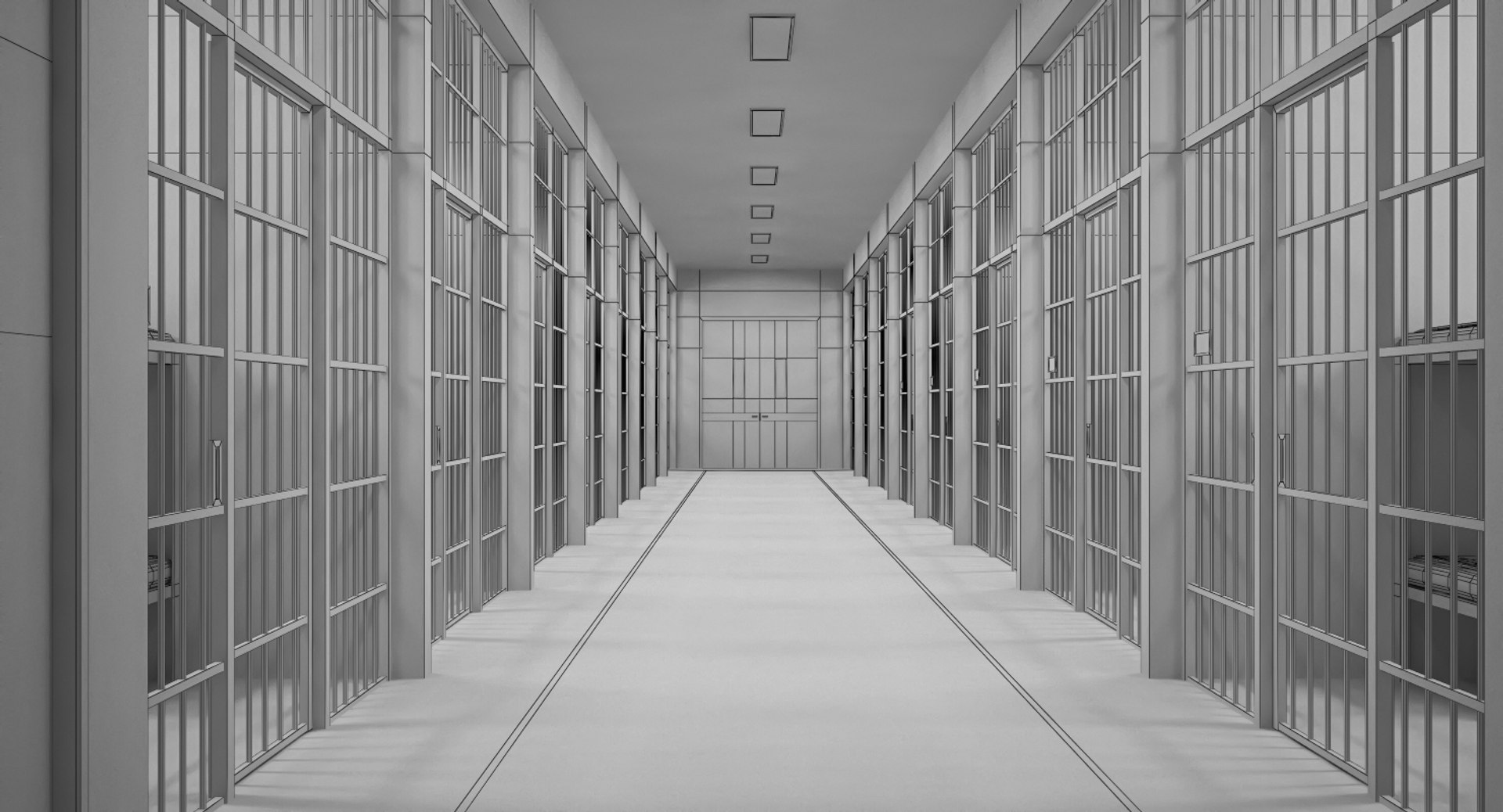 Interior Scene Prison Corridor 3D Model - TurboSquid 1296215
