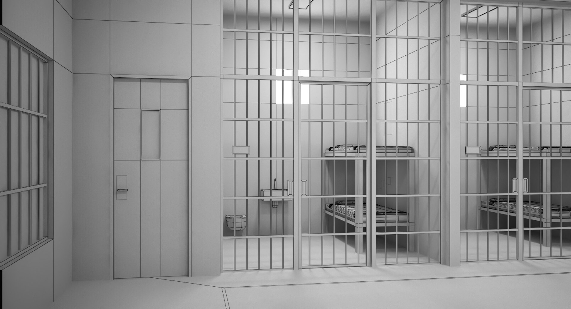 Interior Scene Prison Corridor 3D Model - TurboSquid 1296215