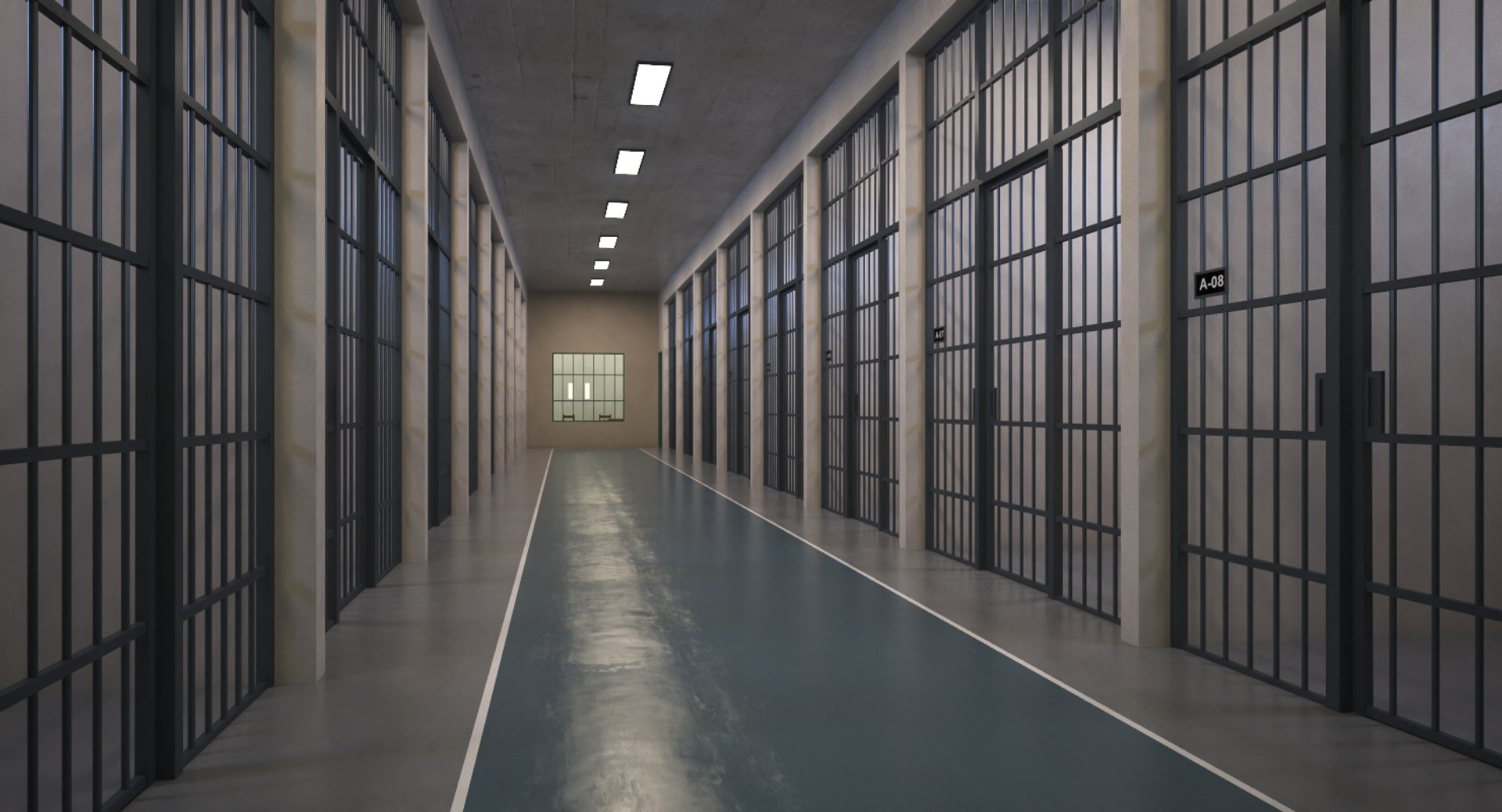 Interior Scene Prison Corridor 3D Model - TurboSquid 1296215