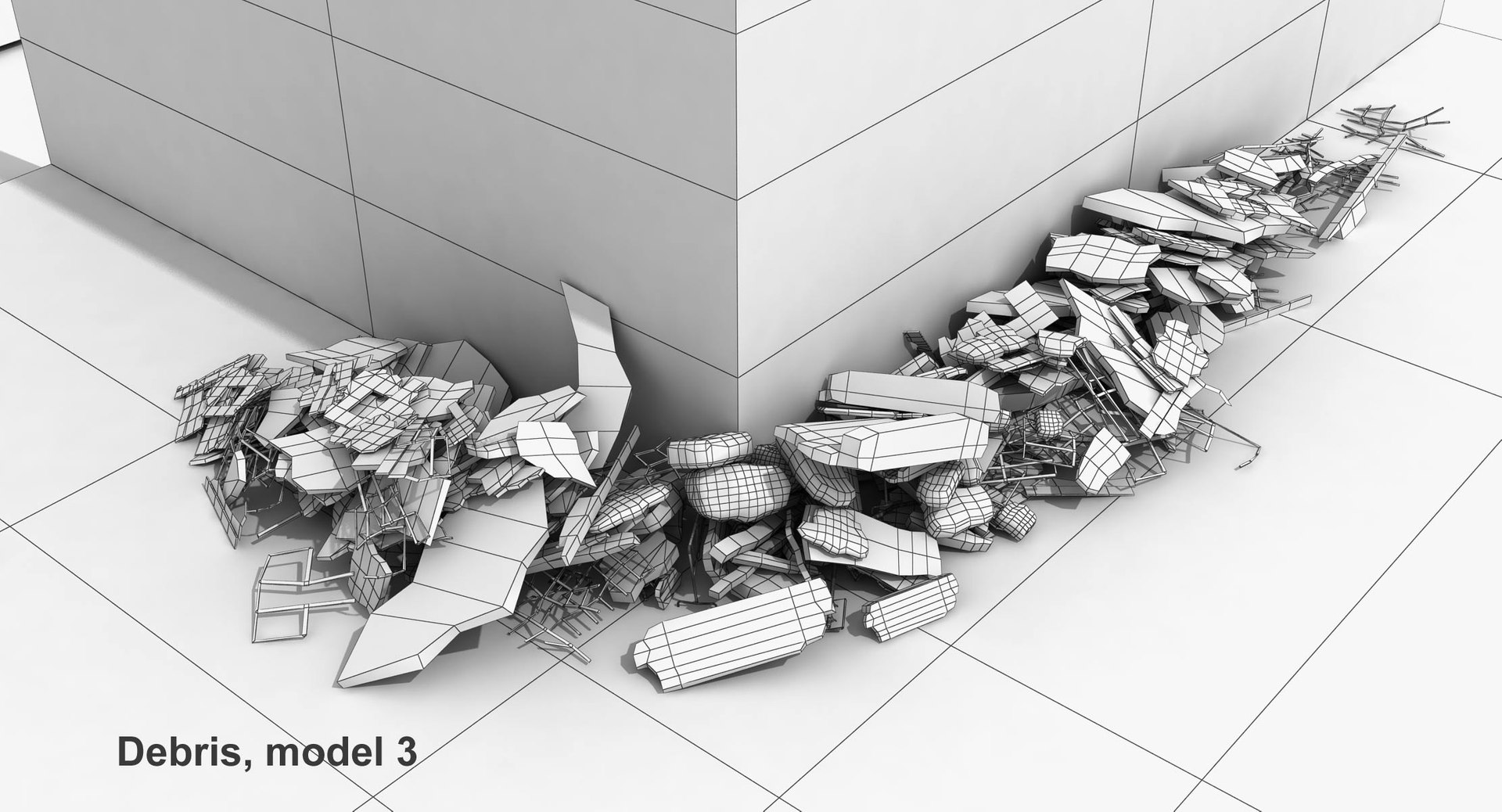 3d Heaps Corner Debris Rubble Model