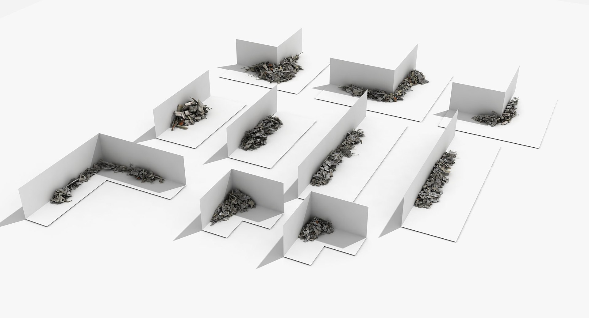 3d Heaps Corner Debris Rubble Model