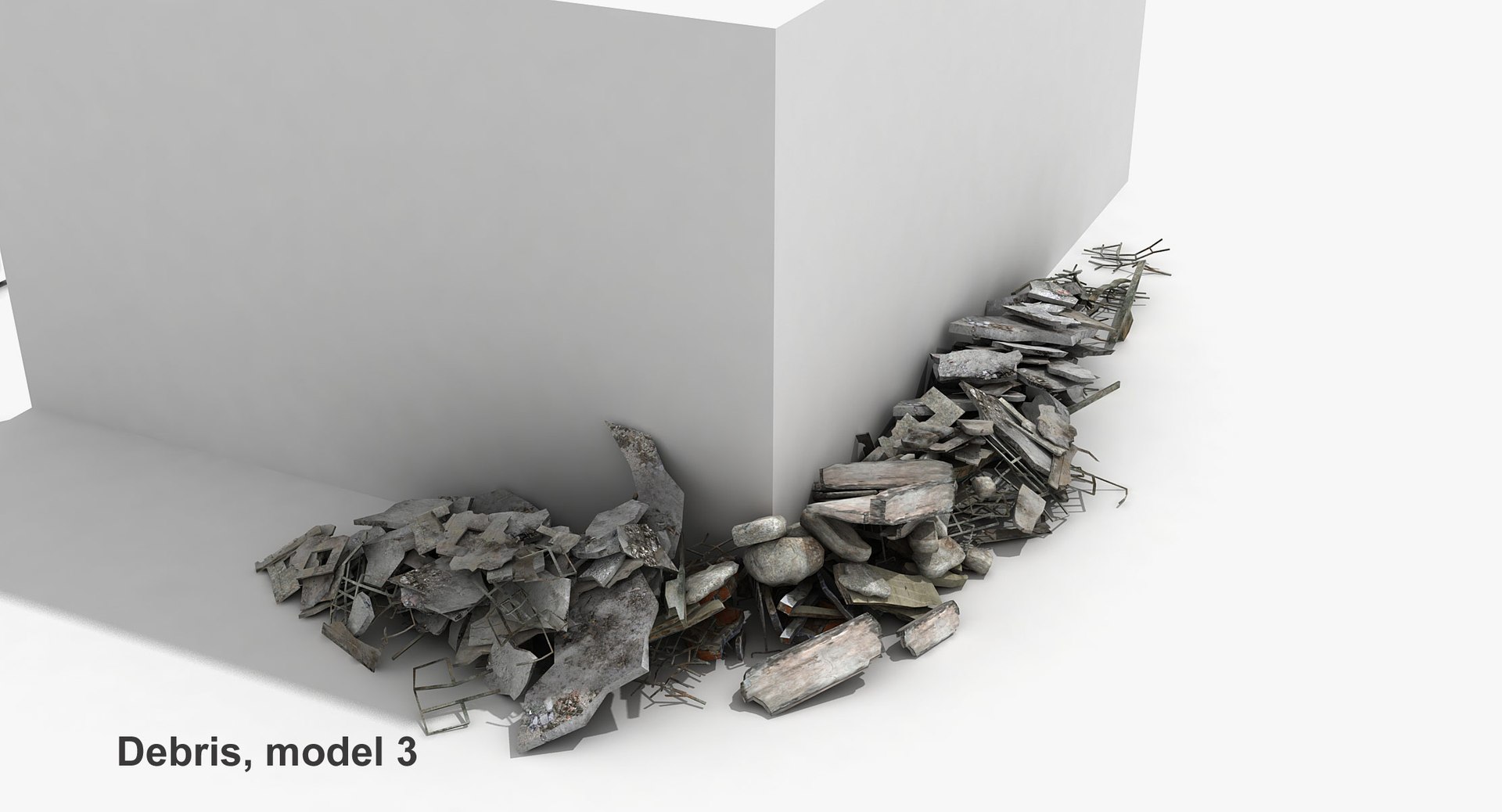 3d Heaps Corner Debris Rubble Model