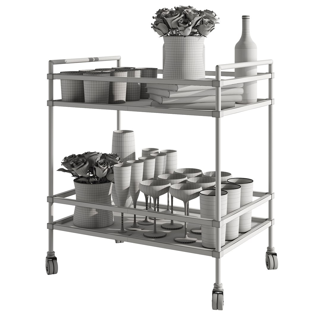 3D Bar Cart Set 2 Rose - TurboSquid 1796311