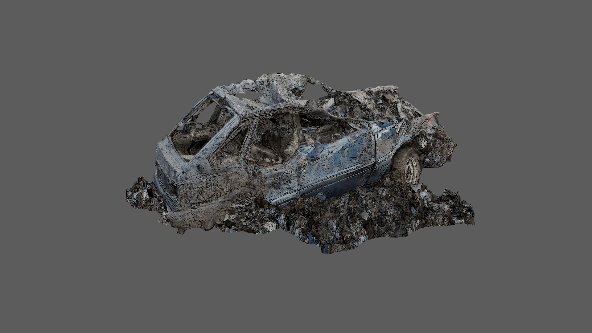 3D Ruined Car Destroyed Vihicle Road Traffic Sign - TurboSquid 1856126