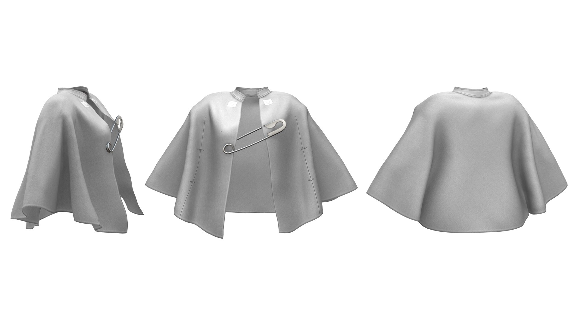 Wrapping Cloak Coat With Safety Pin 3D - TurboSquid 1815081